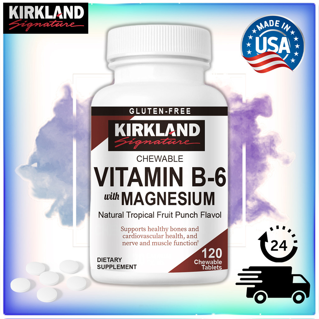 KIRK-LAND Vitamin B-6 Magnesium Chewable Tablets Support bone nerve ...