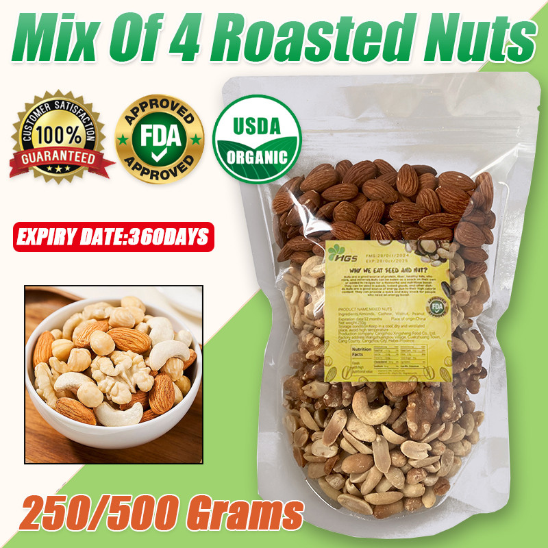 Mixed of 4 Roasted Nuts (Almonds Cashews Peanuts and Walnuts Healthy ...