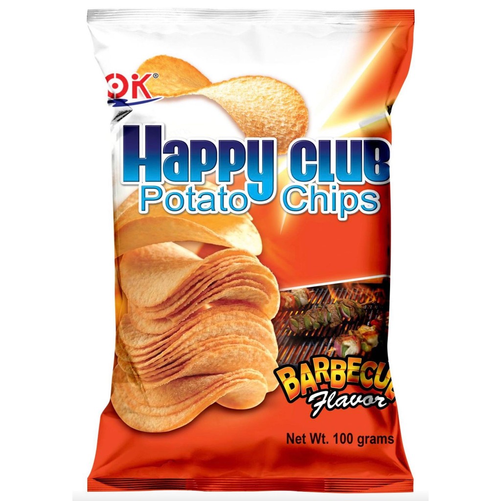 OK SNACK HAPPY CLUB POTATO CHIPS BARBEQUE FLAVOR 100g | Shopee Philippines