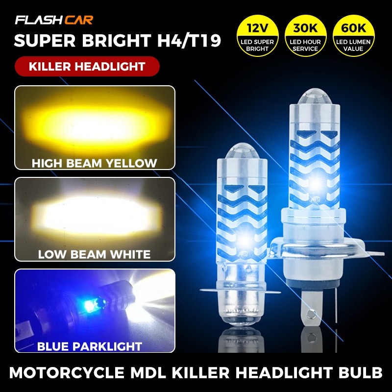 MDL Killer Headlight Bulb T19/H4 led light for Motorcycl 12V Universal With Blue Parklight ...