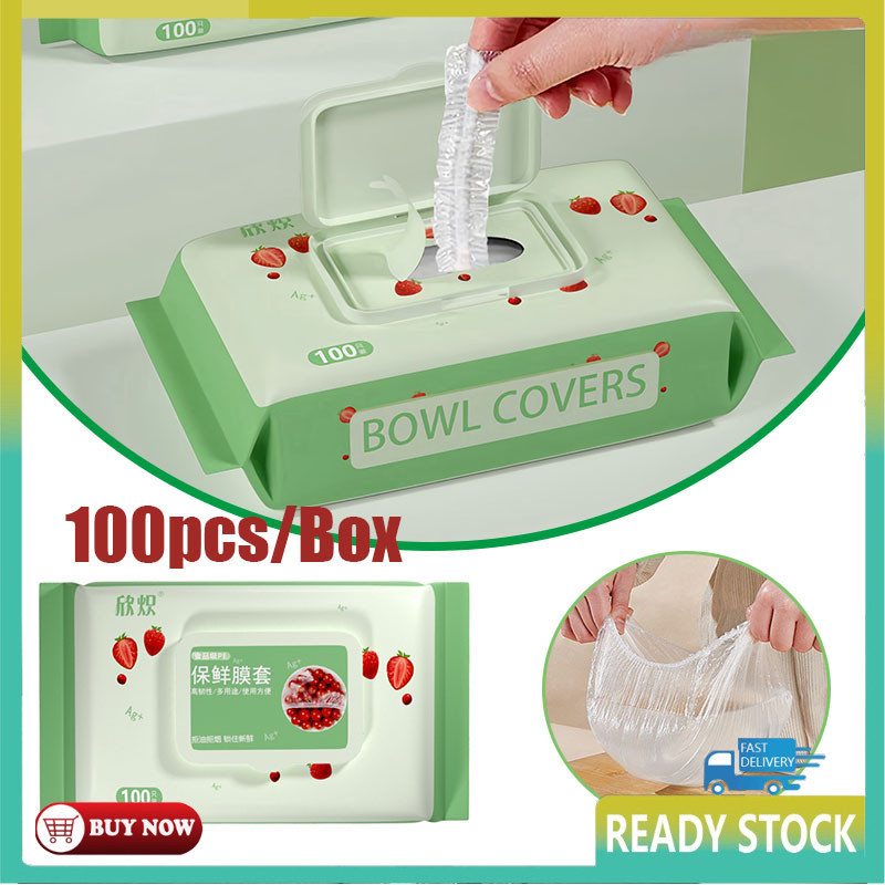 100pcs Pull Type Fresh Keeping Bags Disposable Bowl Cover Plastic Wrap ...