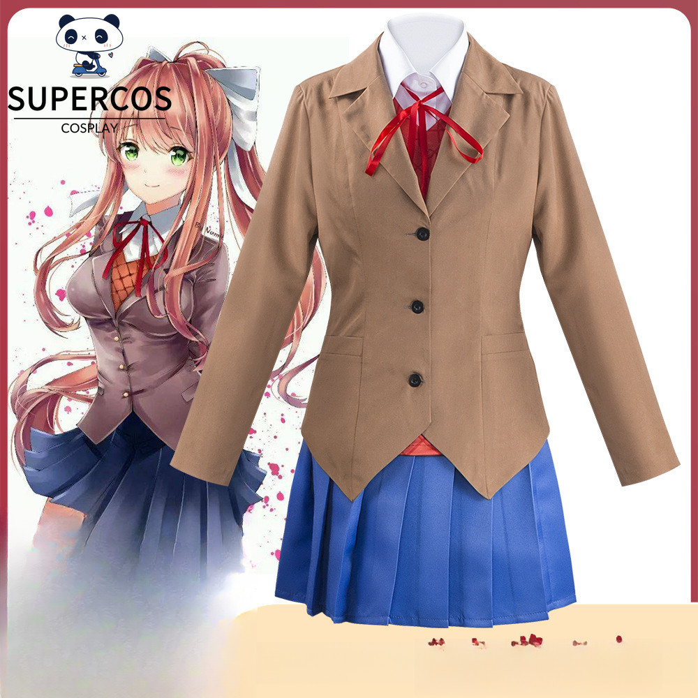 Doki Doki Literature Club Monika Cosplay Costumes Full Set Halloween ...
