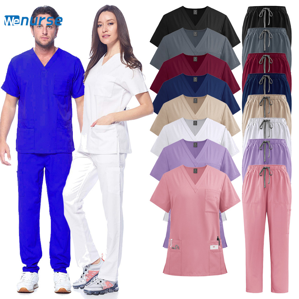 Anti Wrinkle Washable Medical Uniform Soft Straight Pants Nurse Scrubs ...