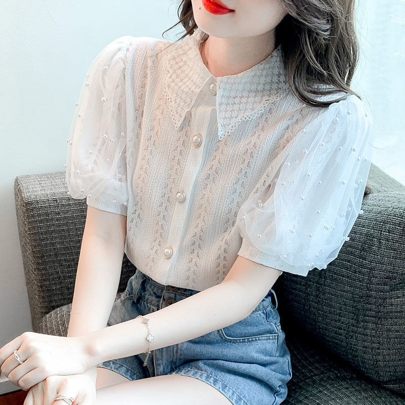 Modern Filipiniana Ladies Barong Puff Sleeves Pearl Contrast Lace ...