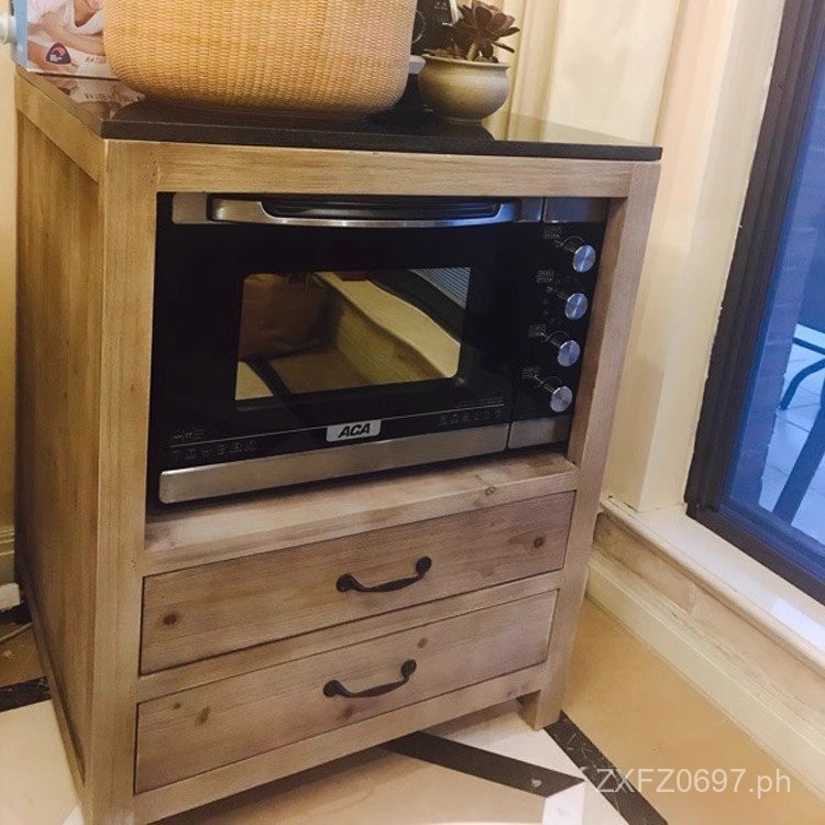 Storage Rack Solid Wood Cabinet Cabinet Stove Cabinet Microwave Oven ...