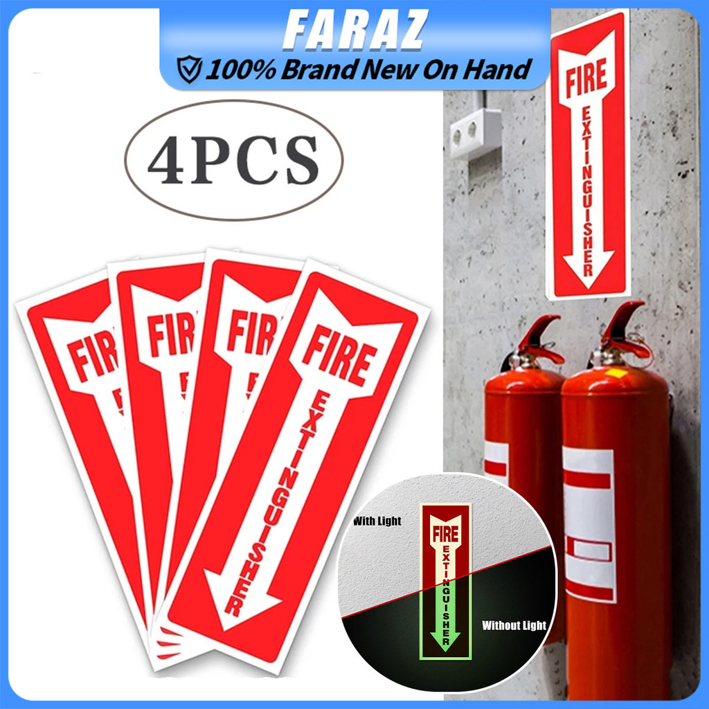 Fire Extinguisher Glow Sign Self Adhesive Label Weatherproof for Public ...