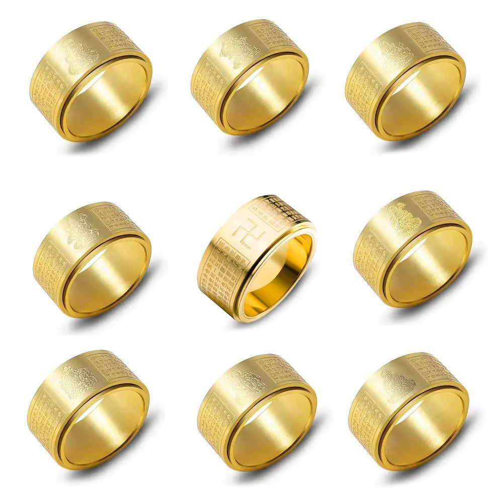 Eight Guardian Deities Rotating Titanium Steel National Trend Ring for ...