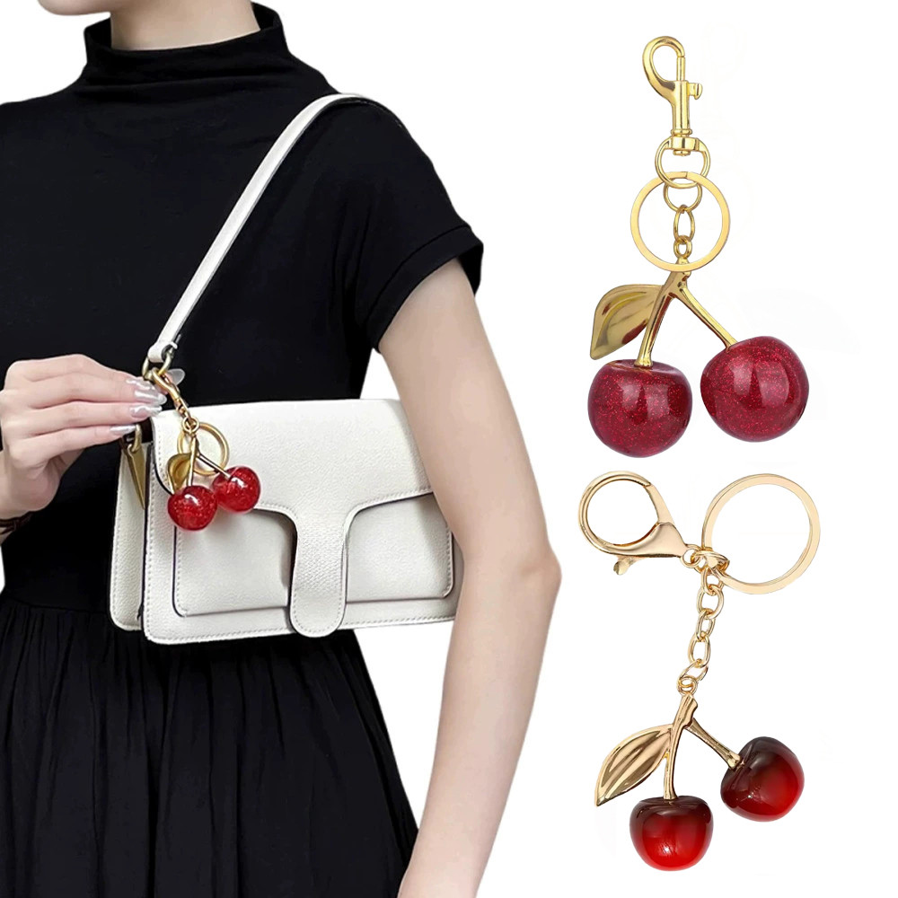 Fashion Red Cherry Keychain Summer Fruits Cherries Pendant Keyring for ...