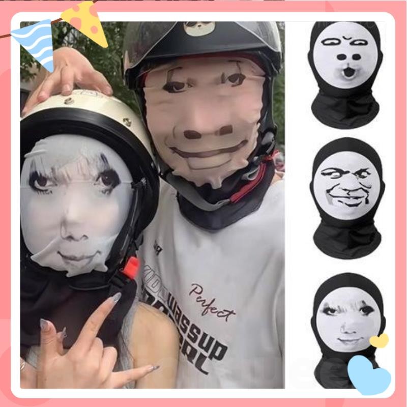 3D Funny Mask Emoticon Full Face Sunscreen Les Masques Spoof Head Cover ...