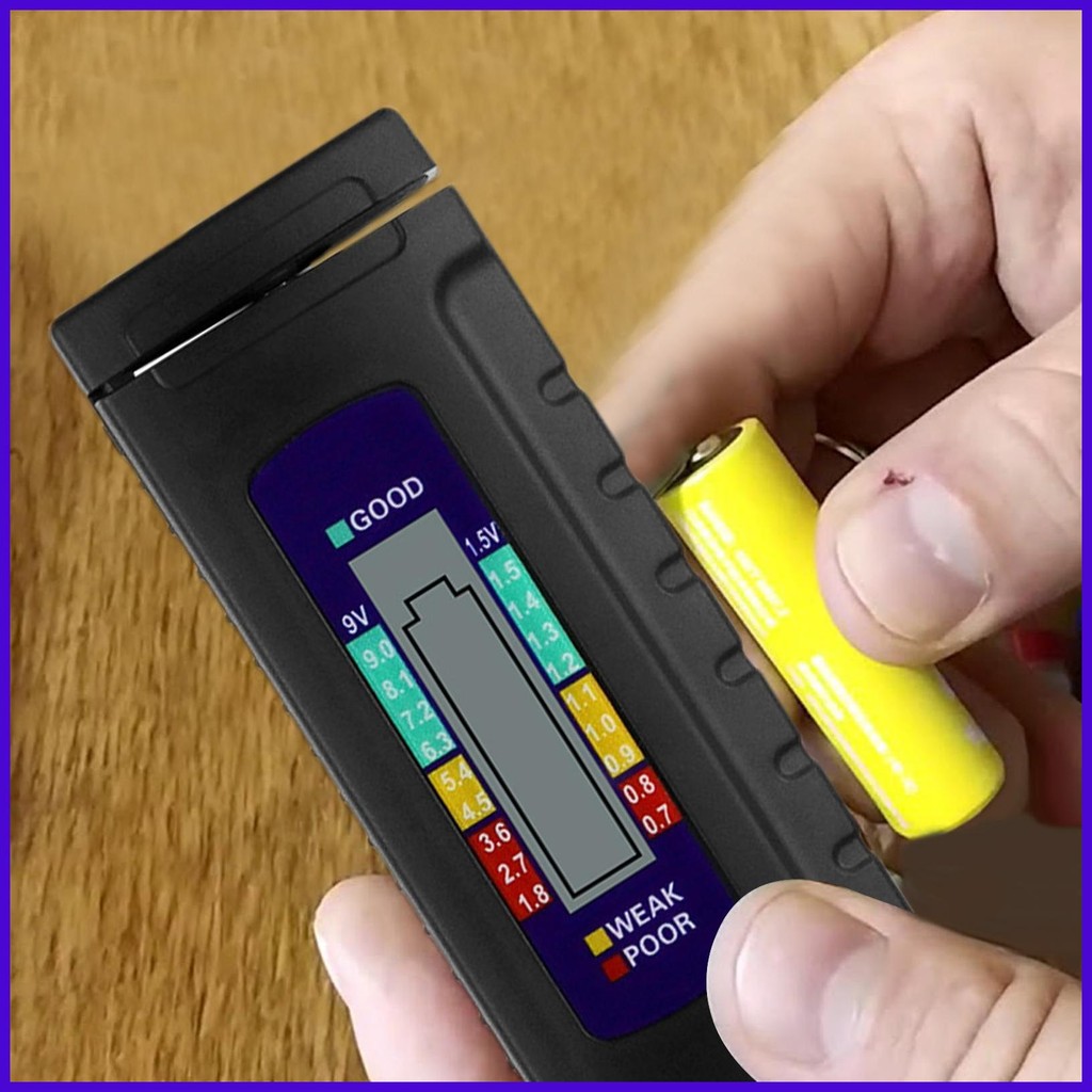 Portable Battery Tester Battery Electricity Monitor Meter Precise LCD ...