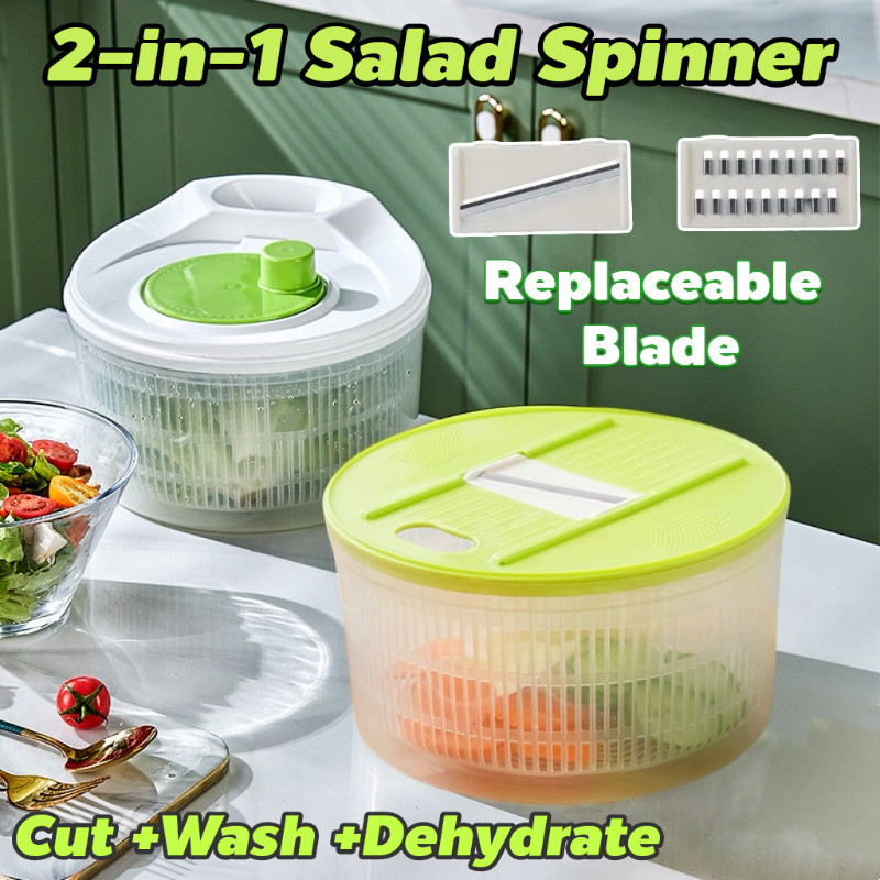 2 in 1 Multifunctional Salad Spinner Vegetable Dryer with Slicer Manual ...