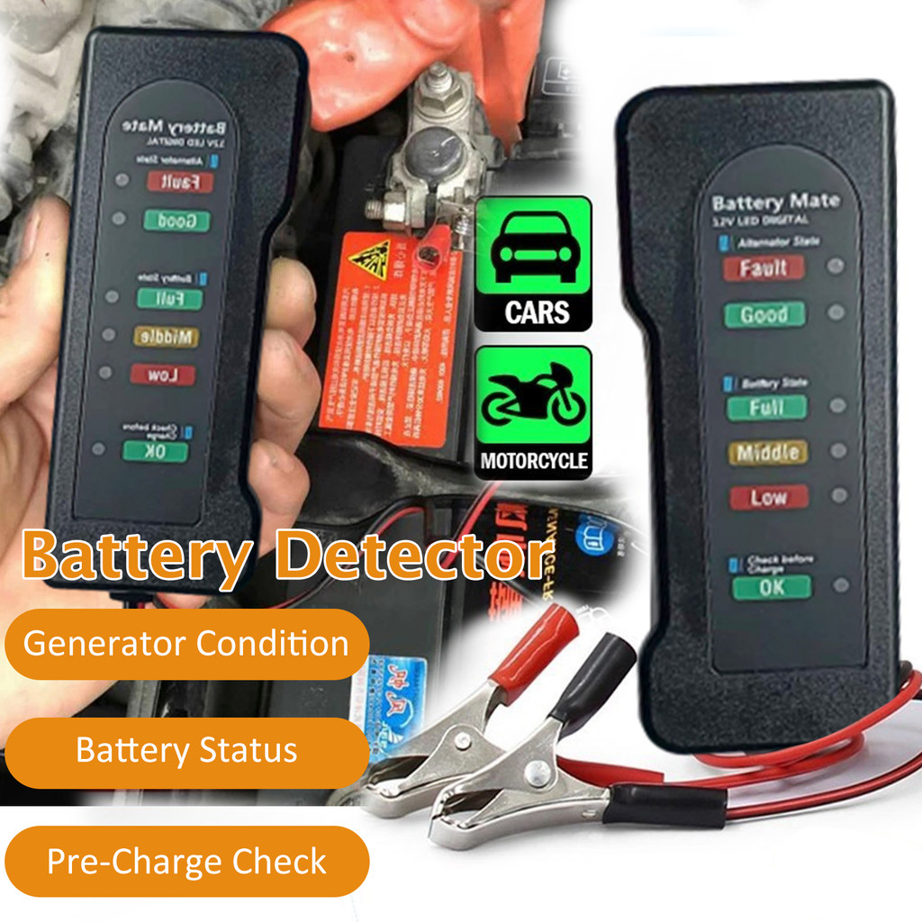 12V Car Battery Tester Alternator Charging Display Battery Test Digital ...