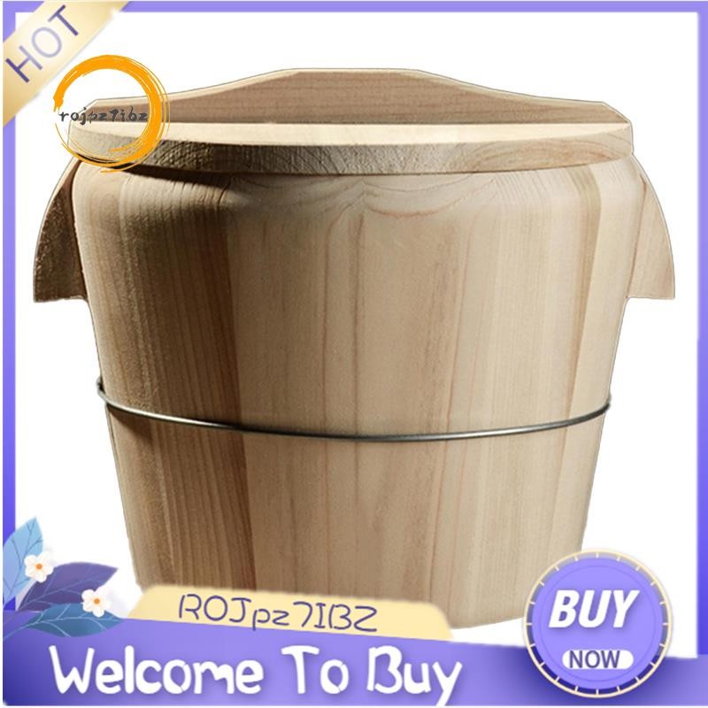 Kitchen Tool Portable Natural Wooden Steaming Rice Bucket with Lid ...