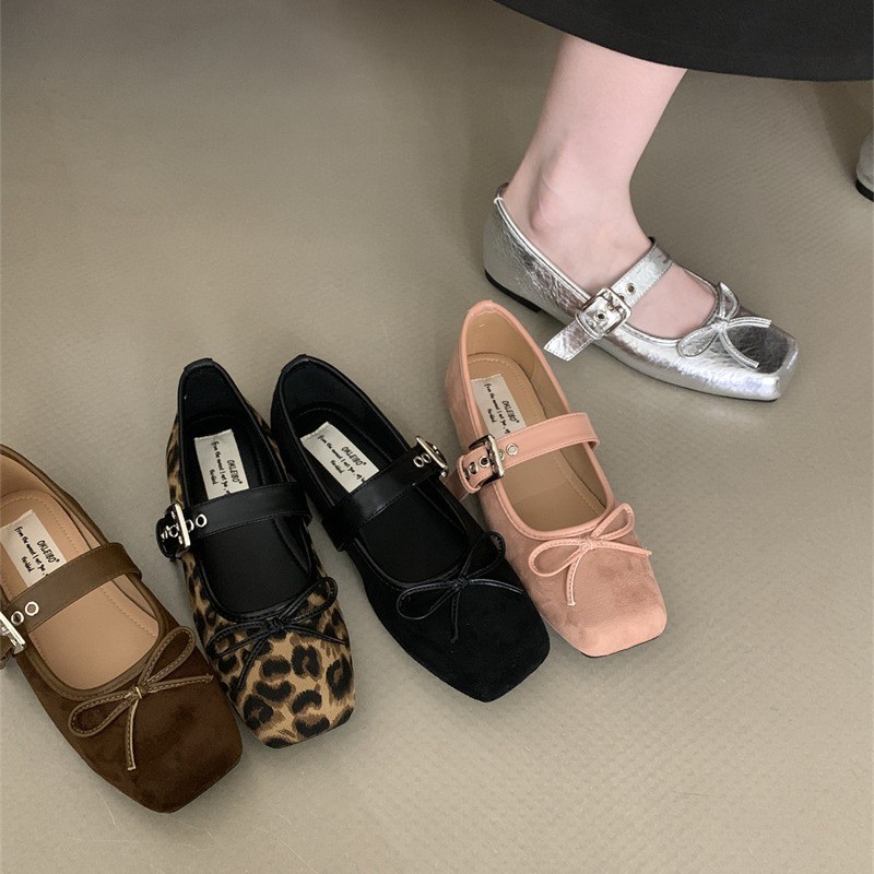 One-Line Buckle With Bow Gentle Shoes New Ballet Shoes All Match Flat ...