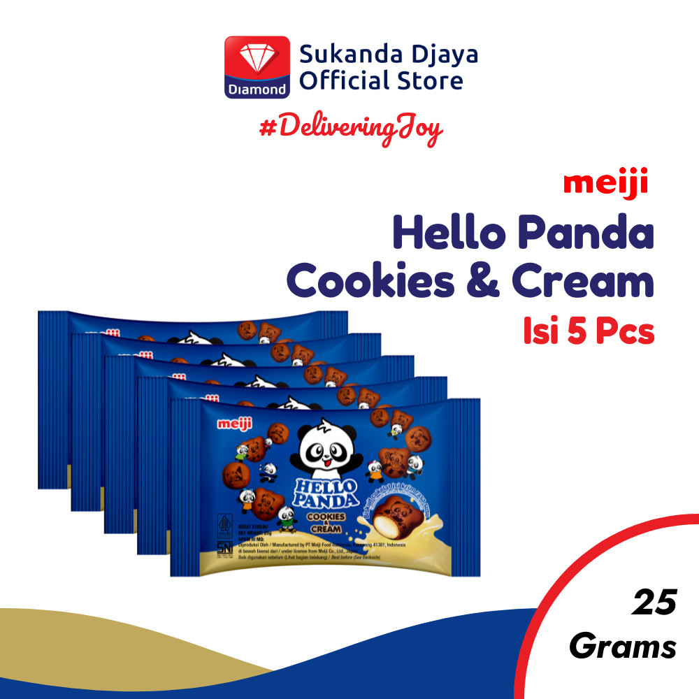 Meiji Hello Panda Biscuit Cookies & Cream Snack 25 Gr CONTENTS 5 ...