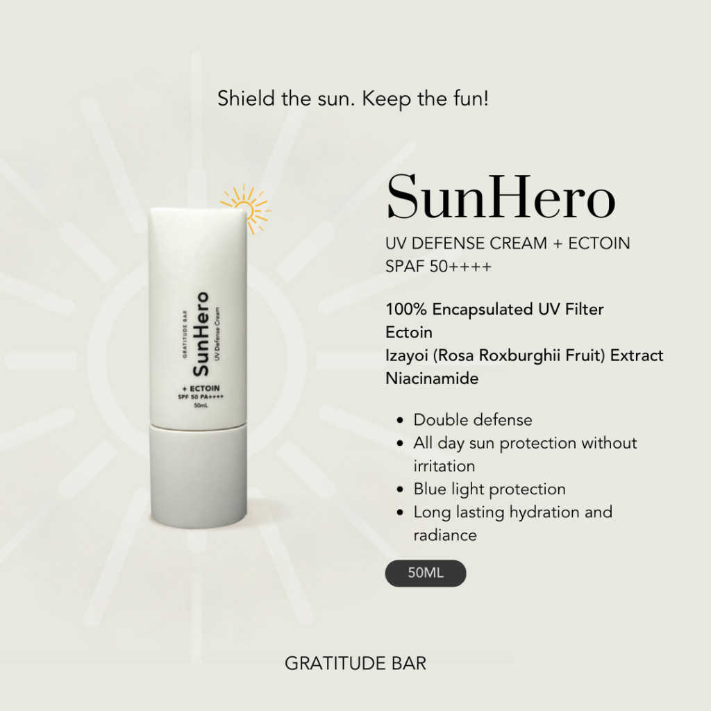 SunHero UV Defense Cream + Ectoin SPF 50++++ Sunscreen by Gratitude Bar, 50mL | Shopee Philippines