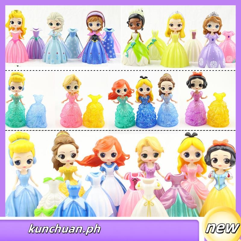7-10cm Magic Clip Princess Figures Magiclip Dress Qposket Tangled Alice ...