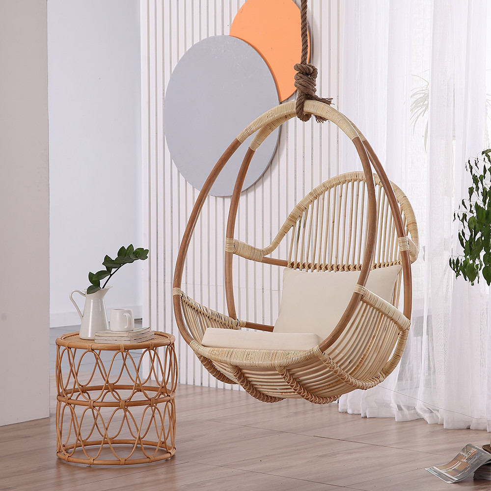 Natural Rattan Hanging Chair Nordic Simple Hanging Basket Balcony ...