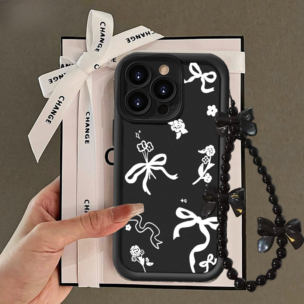 Case For Redmi 14C 13 A3 13C 12C 10C Note13 12 Pro 10A 9C Premium White Bow Ribbon Soft Cover ...