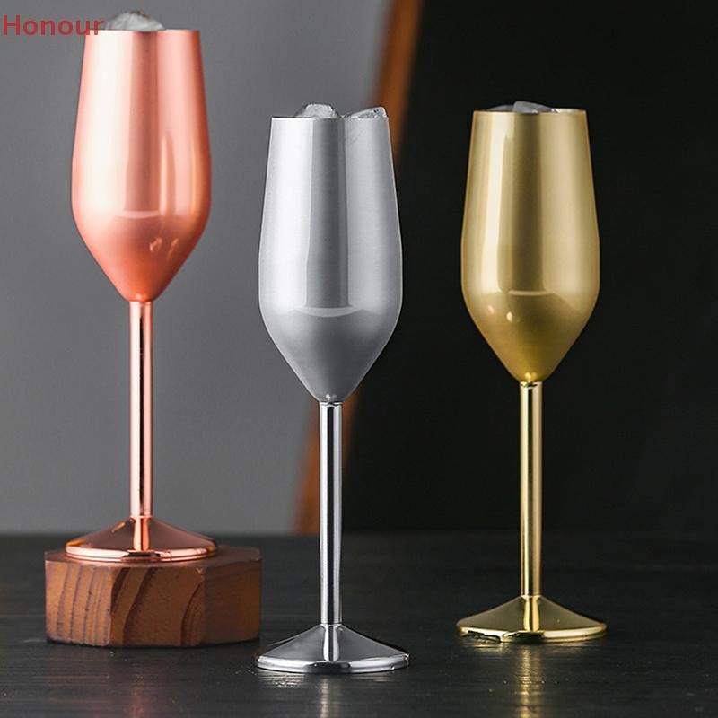 [Honour] 220ml Stainless Steel Goblets Red Wine Glass Juice Drink ...