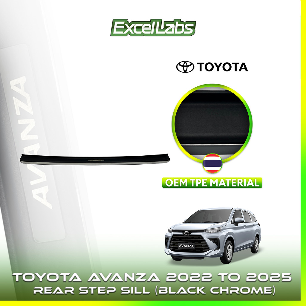 Toyota Avanza 2022 to 2025 OEM Rear Stepsill Black Chrome Guard Step ...