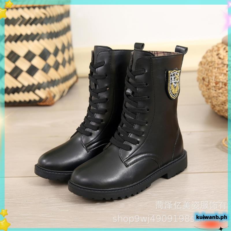 black boots for kids girl Highcut leather British Martin Kids Martin ...