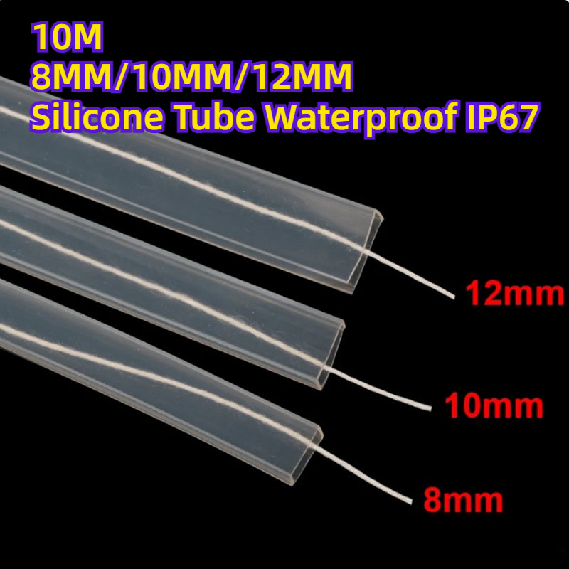 10Meters 8mm 10mm 12mm Silicon Tube with Caps IP67 for SMD 5050 3528 ...