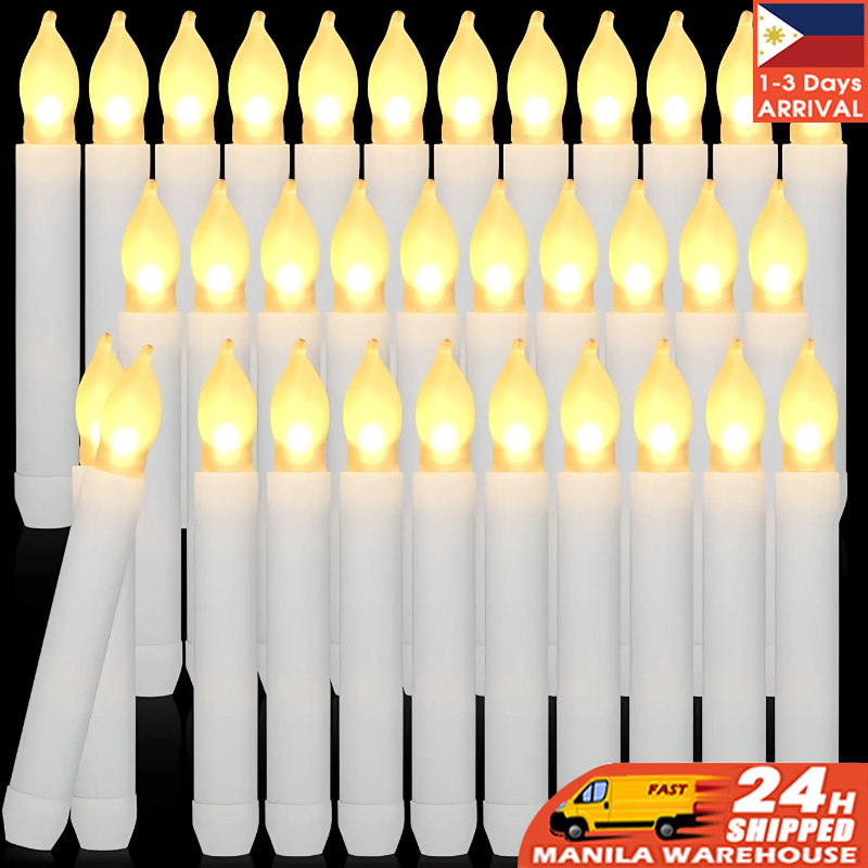 LED Long Candle Light Flame Lamp Battery Powered Flameless Electronic ...