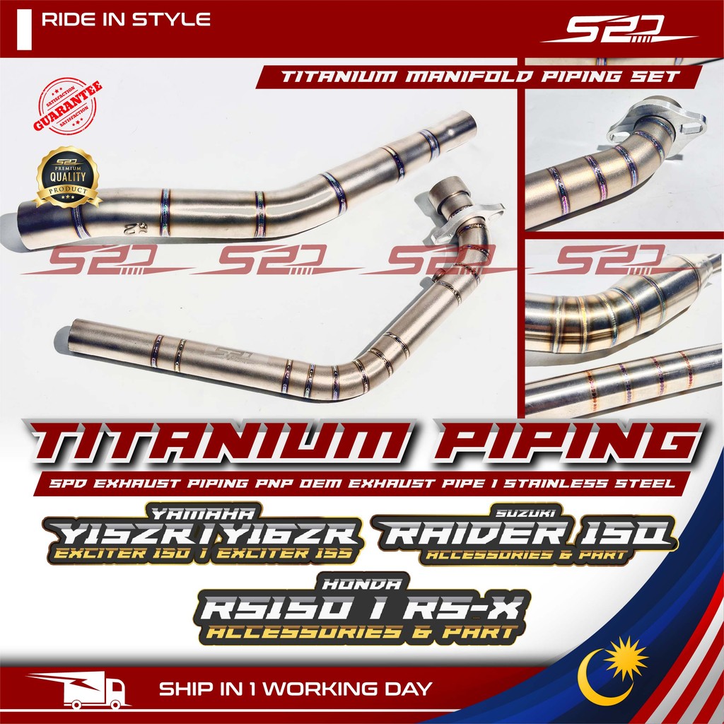 Titanium Exhaust Piping SPD Racing RS150 RSX Y15 Y16 RAIDER PNP OEM ...