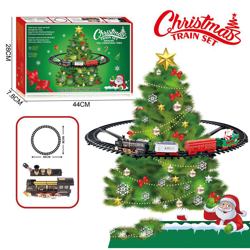 Remote Control Track Steam Train Toy Christmas Tree Rail Car Can Smoke ...