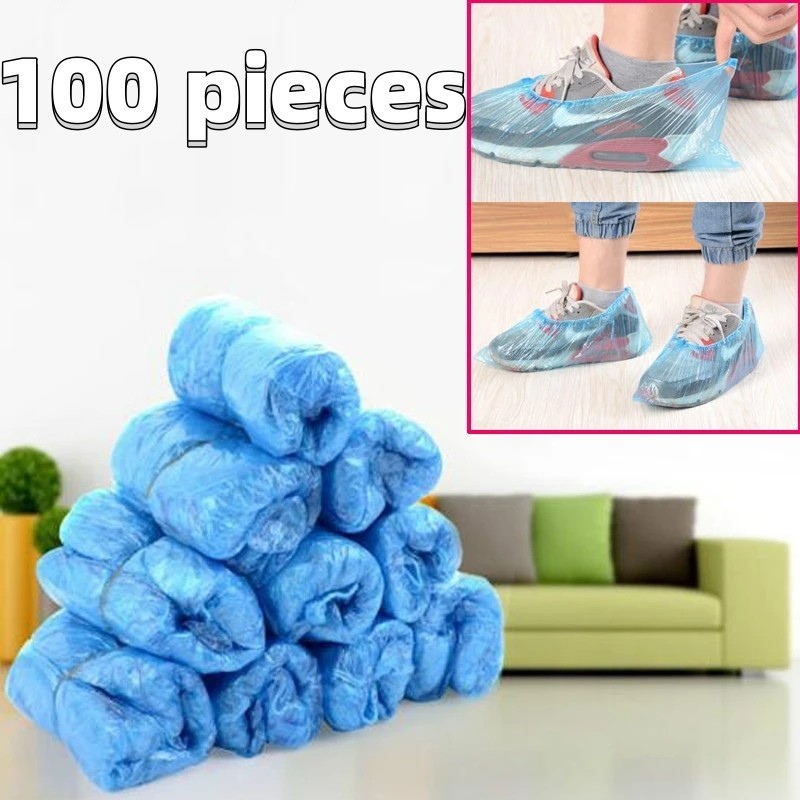 100Pcs Shoe Cover Special Plastic Shoe Cover Blue Shoe Cover Household ...