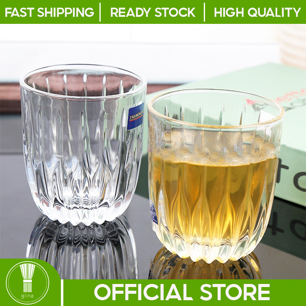 Glina 6pcs Diamond Transparent Glass Water Cup Milk Coffee Cup Set ...