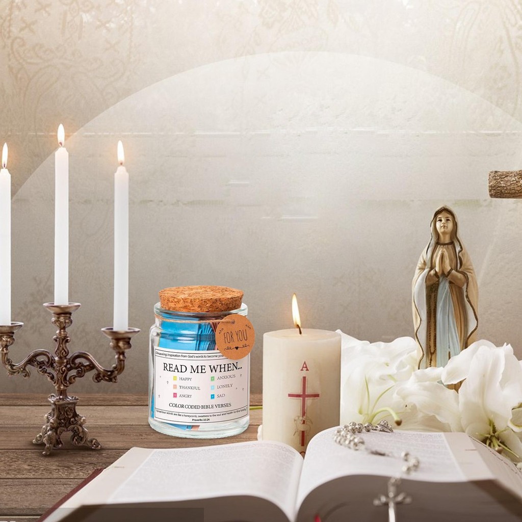 Bible Verses in a Jar Read Me When Colorful Bible Verses in Glass Holy ...