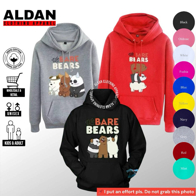 BSF- We Bare Bears Hoodie Jacket Men Women Long Sleeve Family Couple ...
