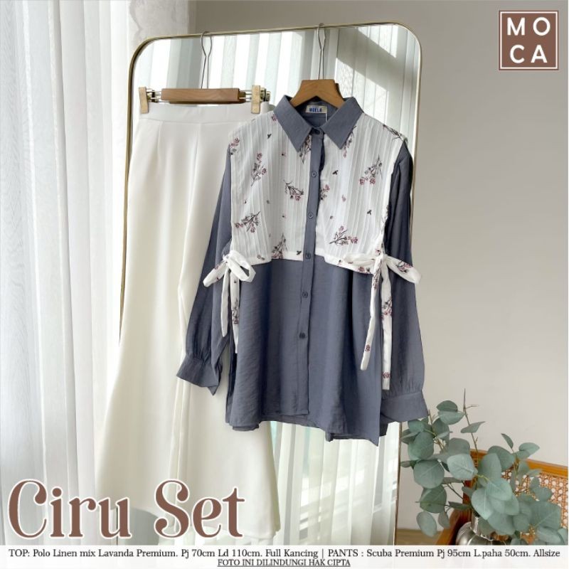 Ciru ESIN AFIM SET BY MOCA | Adem BLOUSE SET POLO LINEN MIX LAVENDA ...