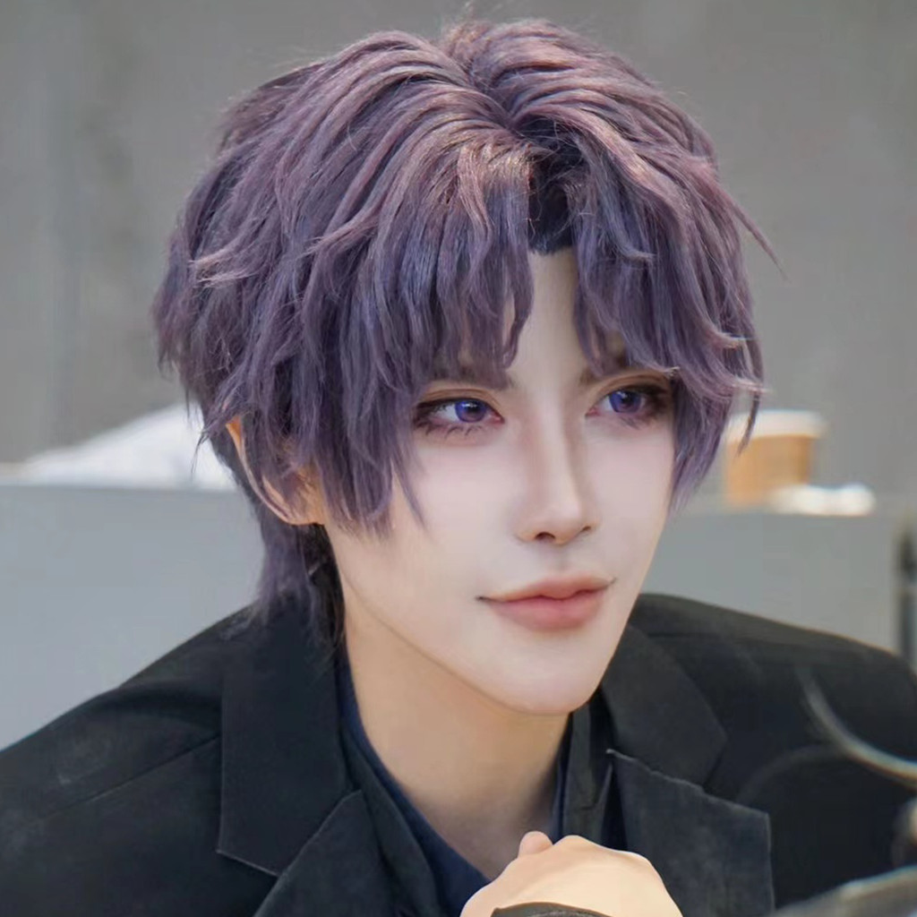 Fake Hair Qiyu cos Love and Deep Space Purple Short Hair National B ...