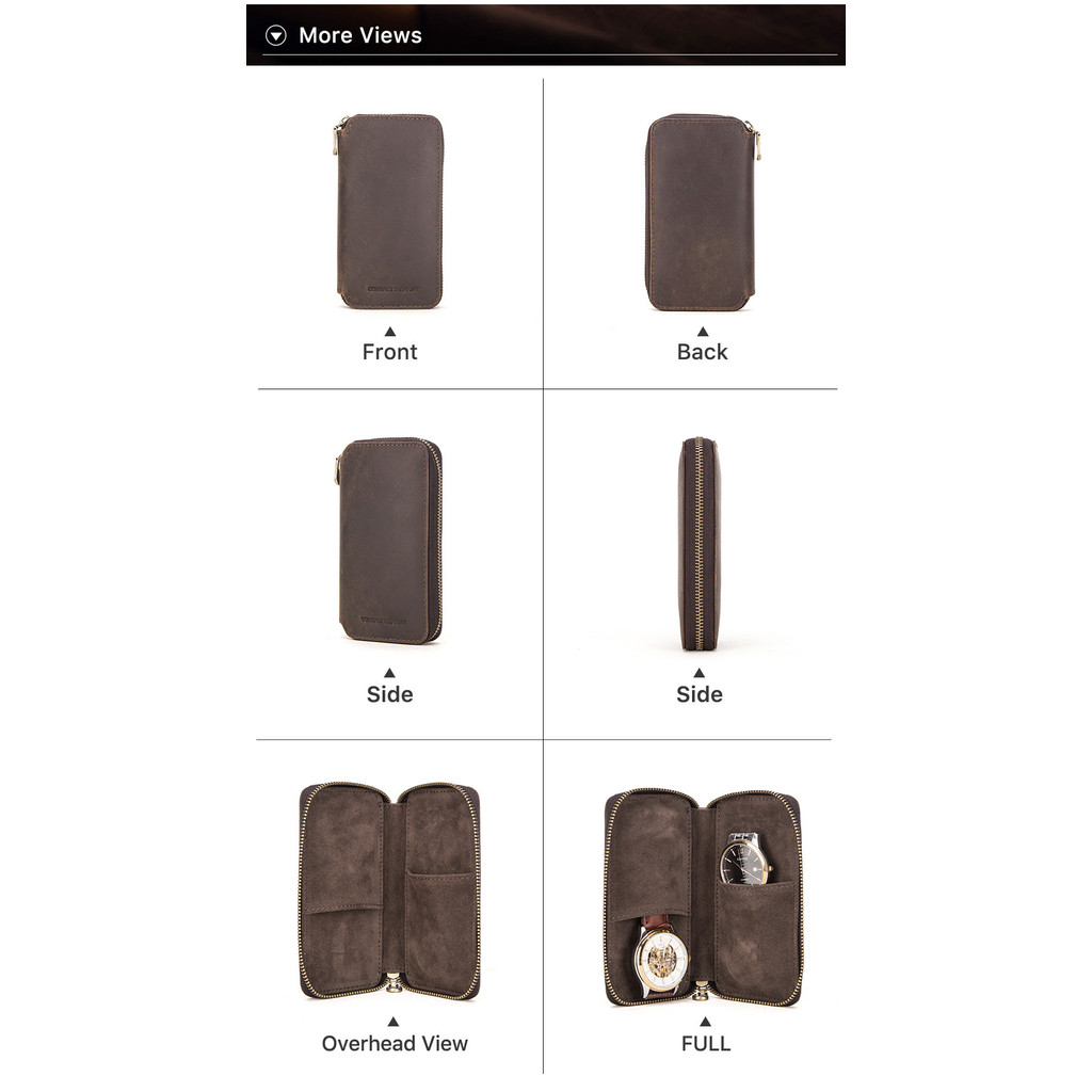 Cowhide Couple Watch Storage Box Handmade Double Grid Watch Protection ...