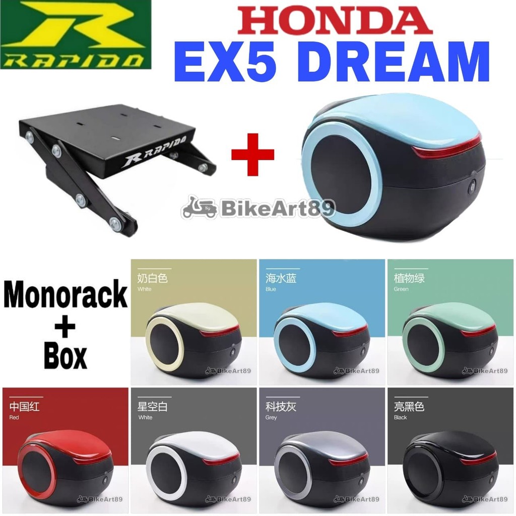 Rapido Monorack Honda EX5 Dream Combo Set with Top Box Alien ABS Tail ...
