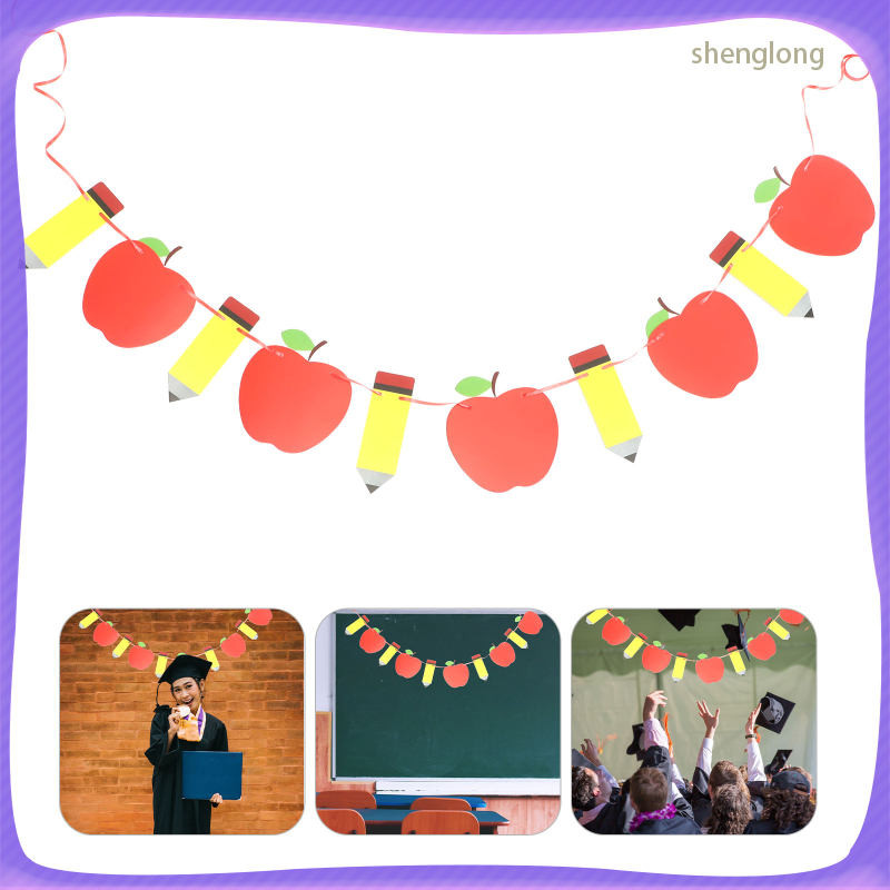 Pencil Flag Returning School Banner Classroom Decorations Party Hanging ...