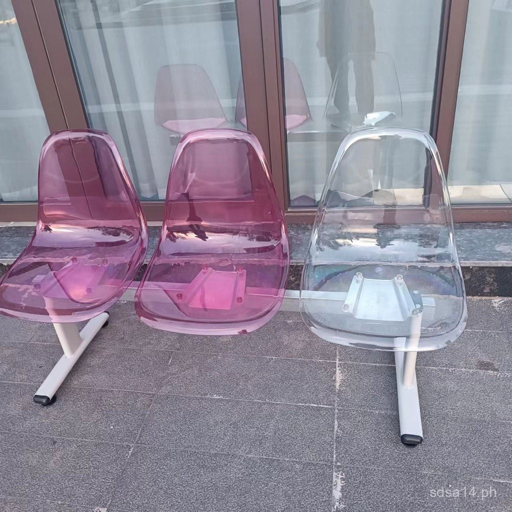 Three-Person Transparent Plastic Row Chair Square Waiting Chair ...