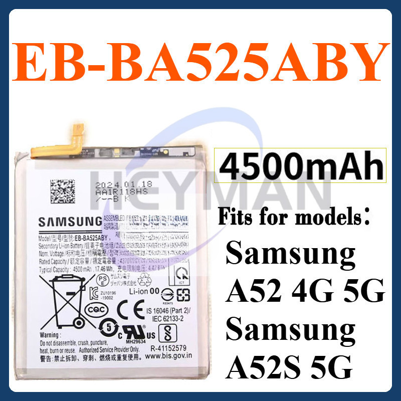 Battery For EB-BA525ABY 4500mAh Samsung Galaxy A52 5G A52S SM-A526B SM ...