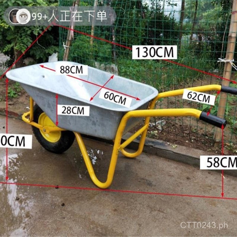 Single Wheel Agricultural Push Cart Soil Garden Wheelbarrow Handcart ...