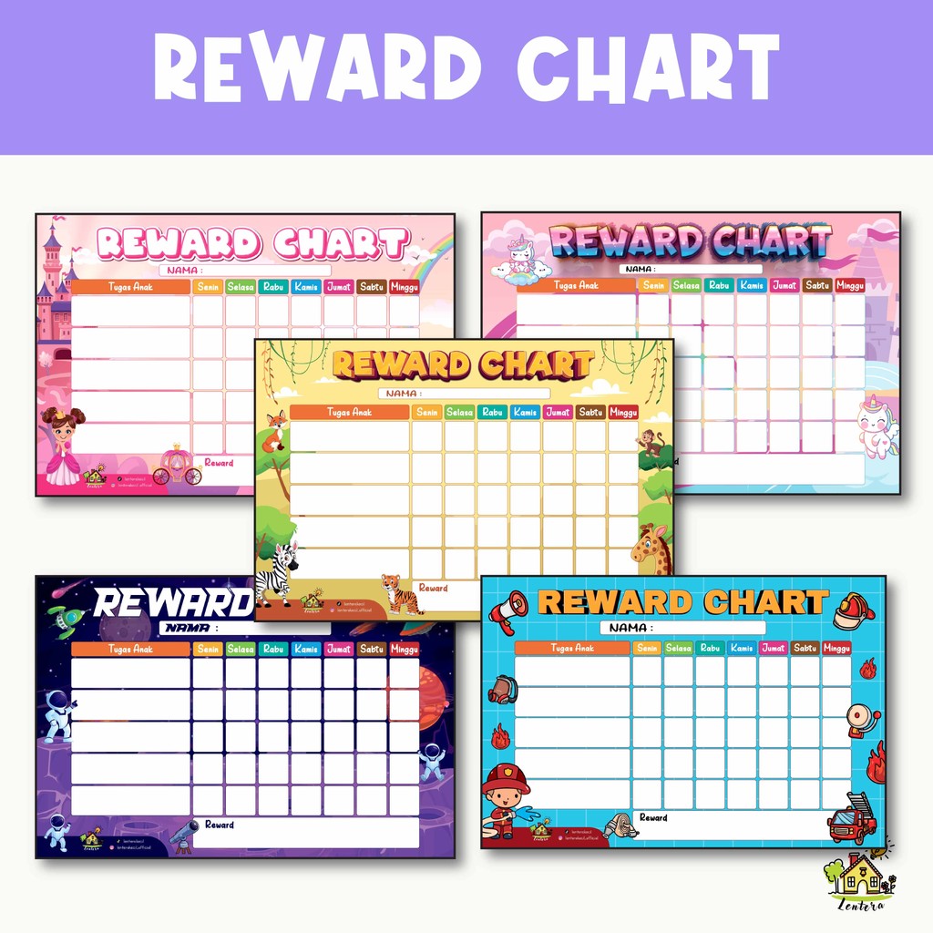 REWARD CHART Posters & Stickers for Children - Various Theme Variations ...