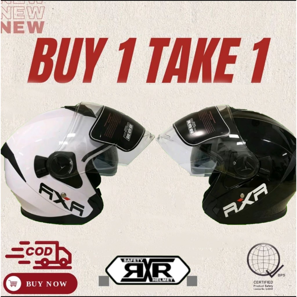【Buy 1 Take 1】Half Face Helmet Dual Visors RXR helmet Couple Helmets ...