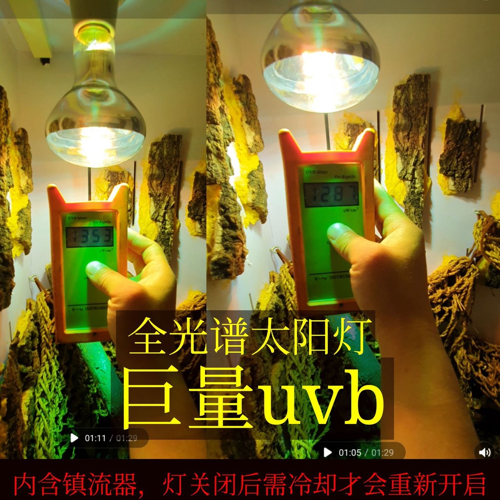 Reptile Pet Enclosure Heating Lamp Full Spectrum Sun Lamp uvb＋uva ...