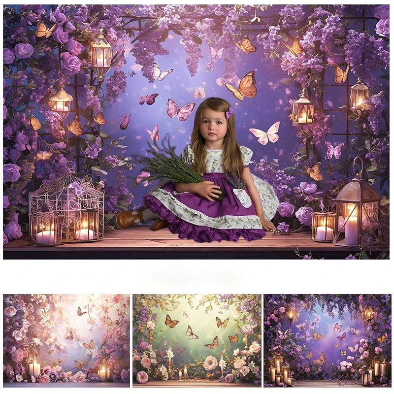 Spring Floral Photography Background Butterfly Decoration Newborn ...