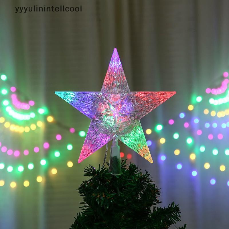 YTL Christmas LED Transparent Five-pointed Star Tree Toppers Merry ...