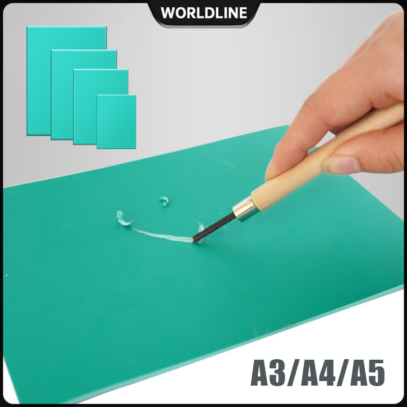 COD A3/A4/A5 Rubber Carving Block 3mm Green Engraving Pad Laser Rubber Sheet DIY Craft Rubber ...