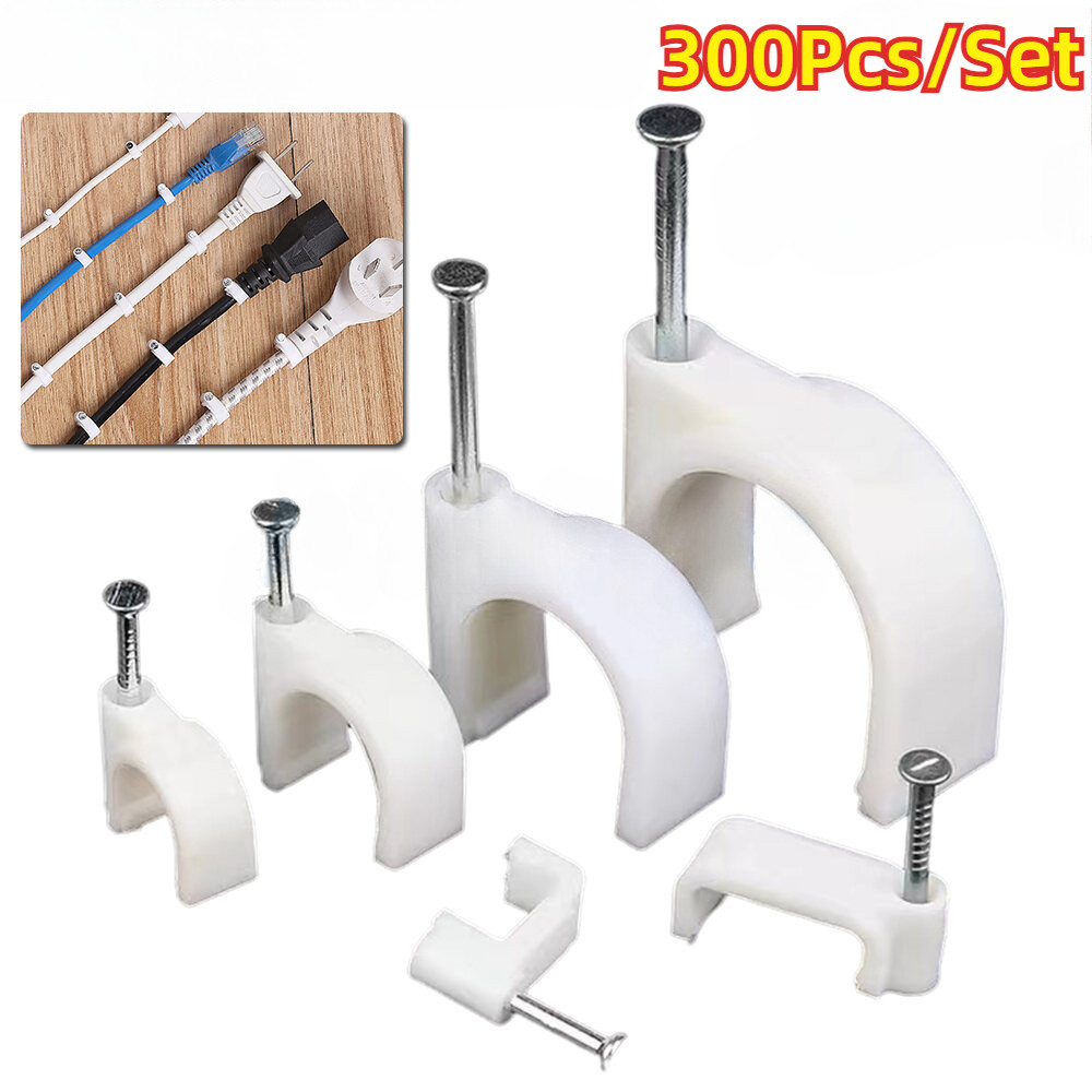 300 Pcs/Set CABLE CLAMP Round Type PVC Material Cable Clip ( 4mm-40mm ...