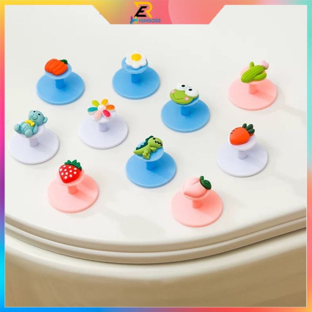 Toilet Handle Lid Lifter Accessories Cartoon Cute Lid Flip Cover Anti ...